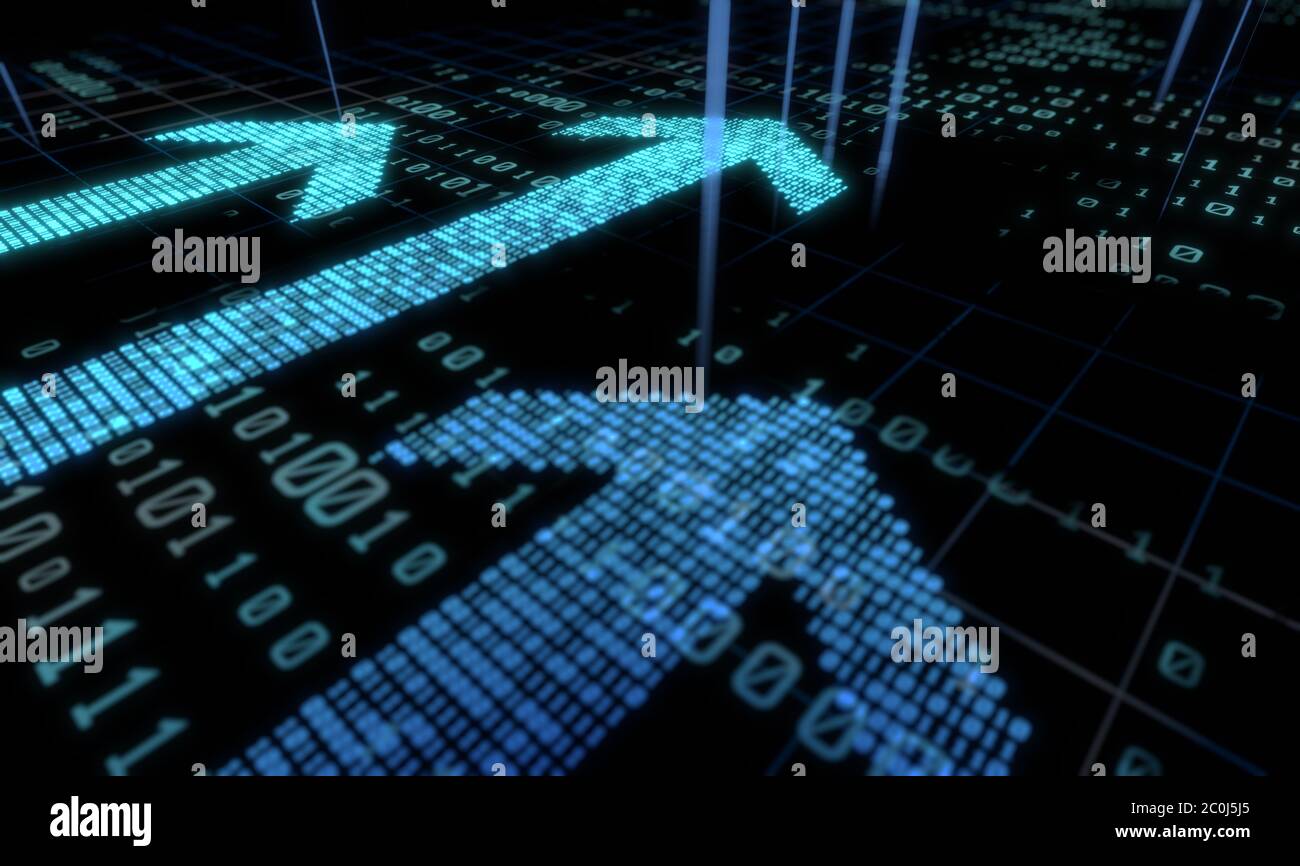 Arrow made up of binary code, success and transmission Stock Photo - Alamy