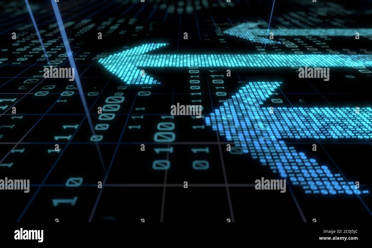 Arrow made up of binary code, success and transmission Stock Photo - Alamy