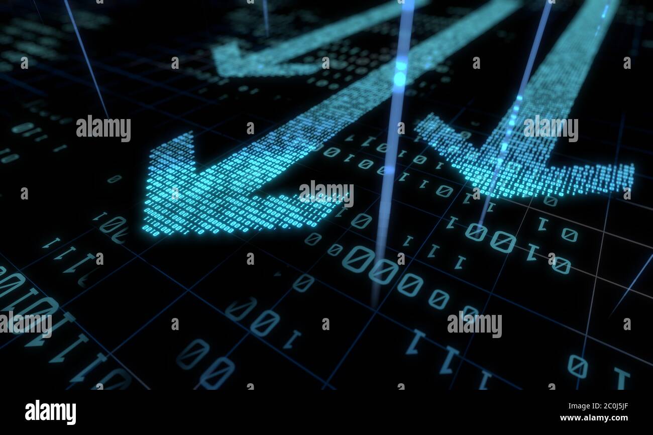 Arrow made up of binary code, success and transmission Stock Photo - Alamy