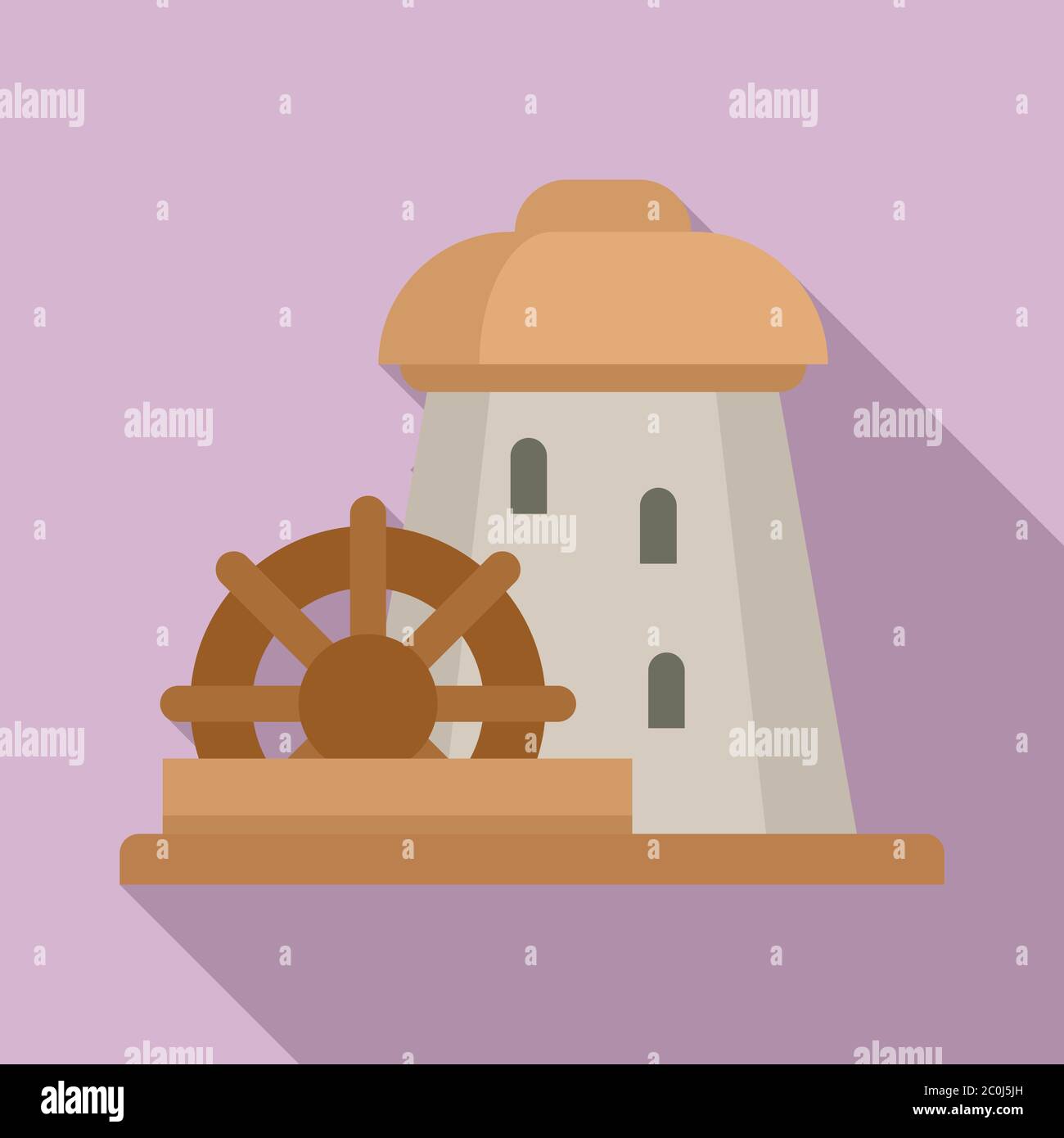Water mill tower icon. Flat illustration of water mill tower vector ...