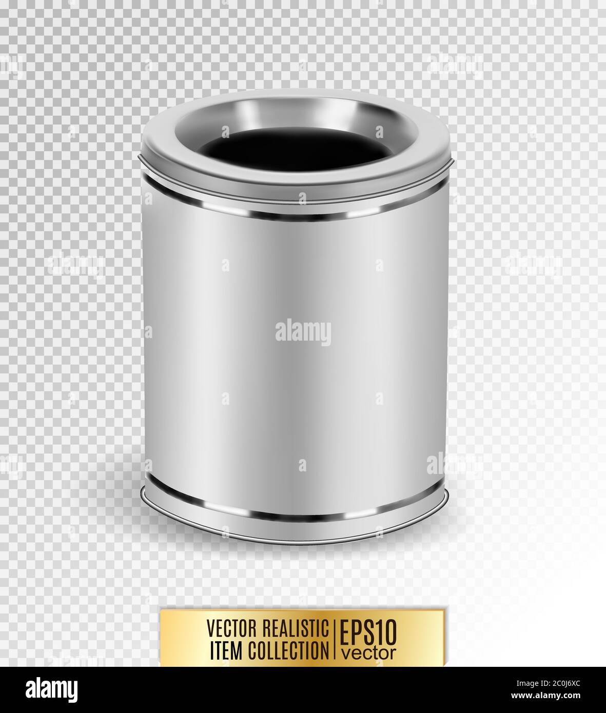 Metal garbage bin on Transparent background. Realistic vector, 3d ...