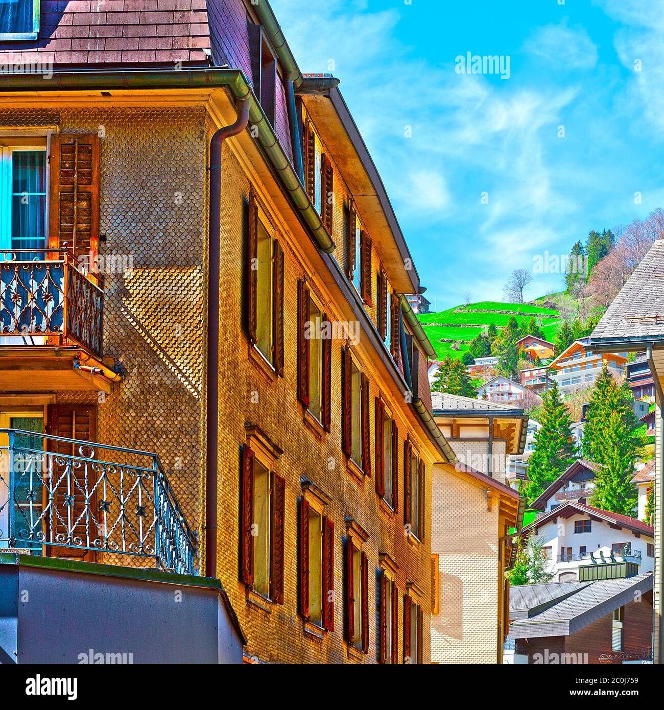 Swiss aged house roof hi-res stock photography and images - Alamy