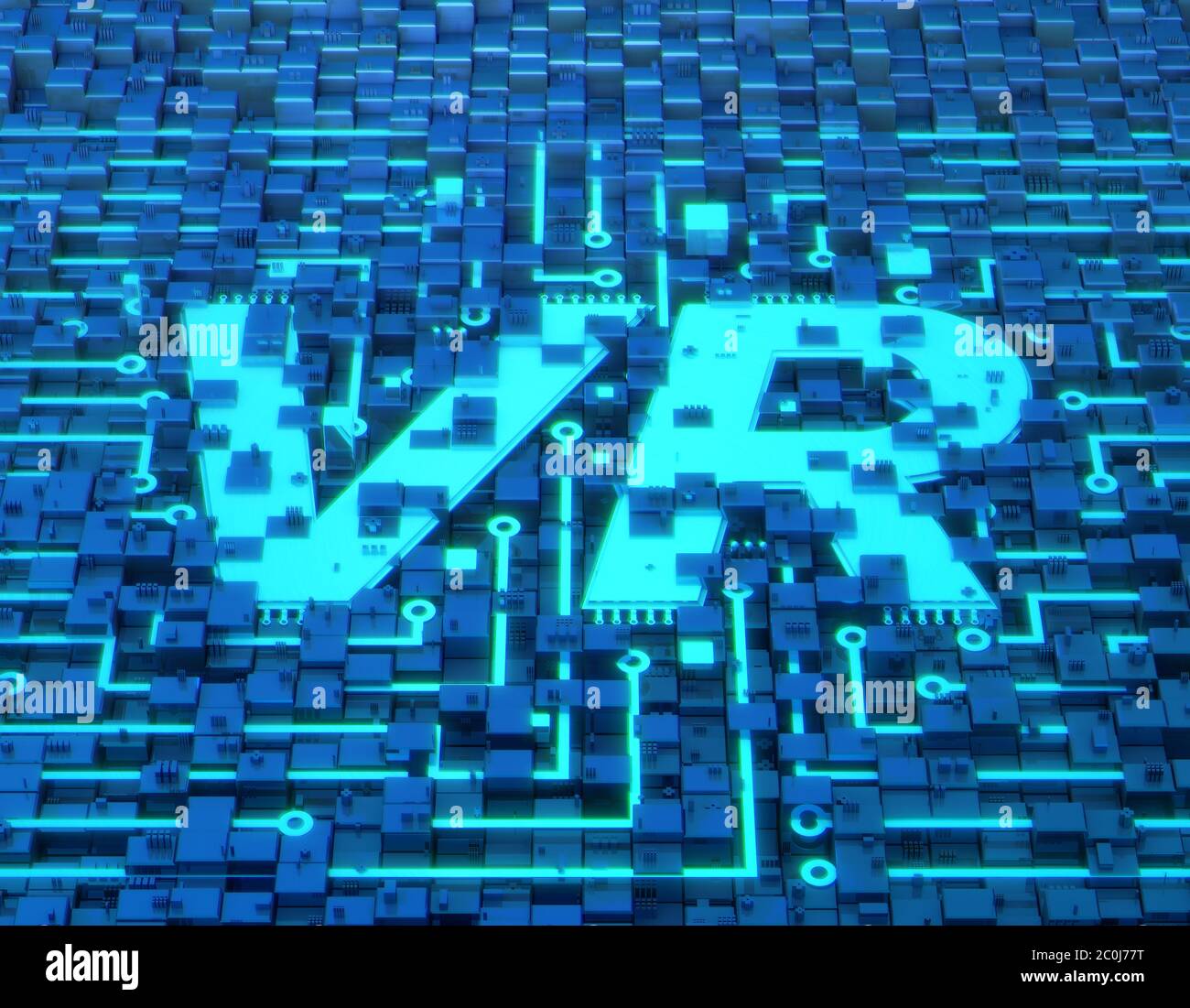 Circuit board technology and VR, data security protection Stock Photo ...