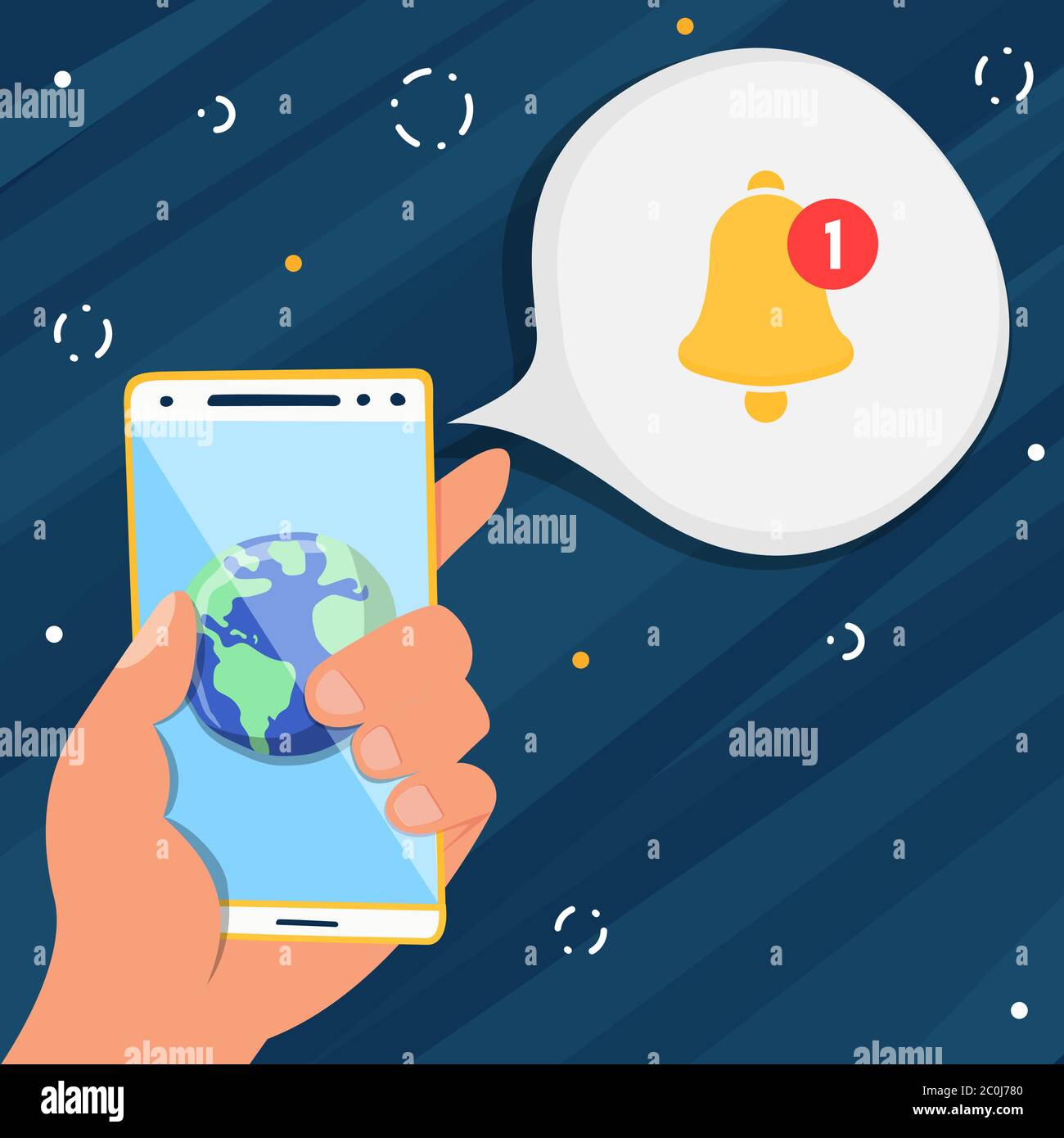 People hand holding smart phone with global network interaction, world ...