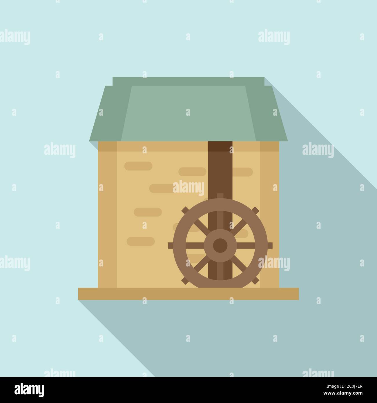 Water mill wheel icon. Flat illustration of water mill wheel vector ...