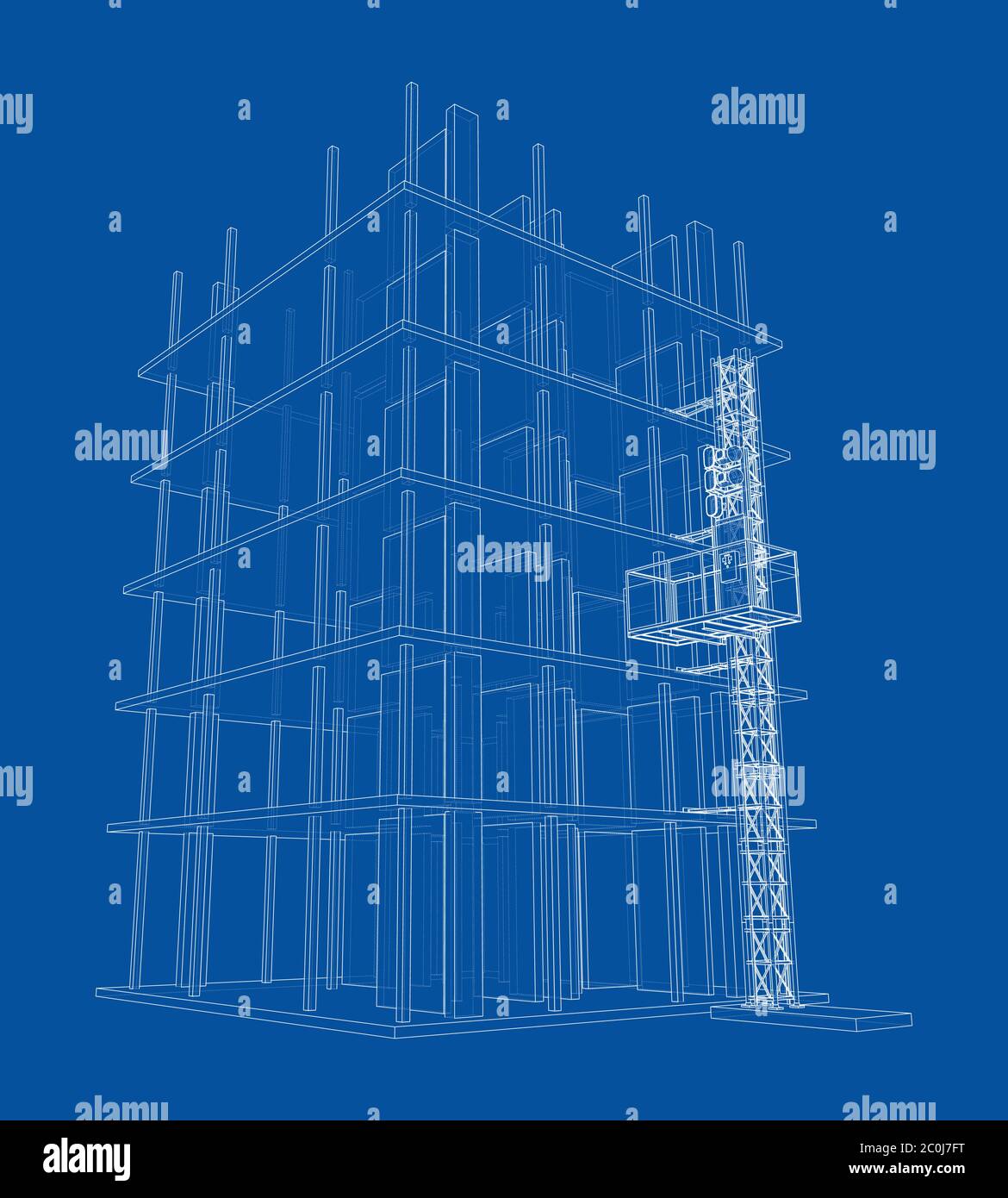 Building under construction with mast lifts Stock Vector Image & Art ...