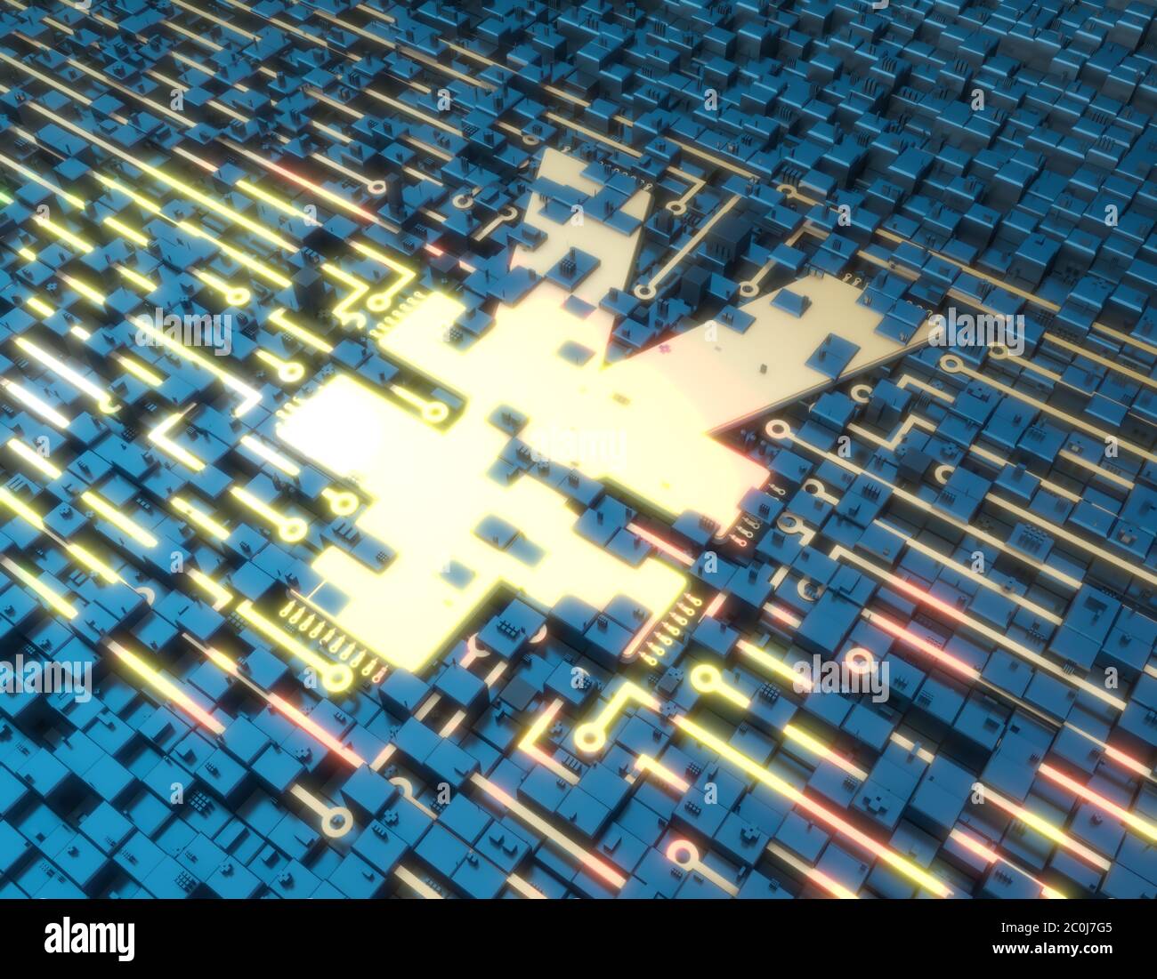 Circuit board technology and RMB, data security protection Stock Photo ...