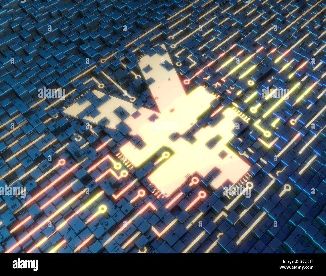 Circuit board technology and RMB, data security protection Stock Photo ...