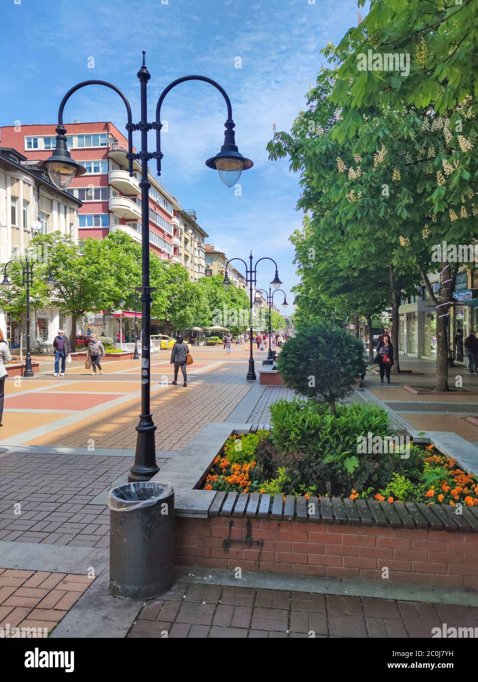 SOFIA, BULGARIA -MAY 5, 2020: Walking people on Boulevard Vitosha in city of Sofia, Bulgaria ...