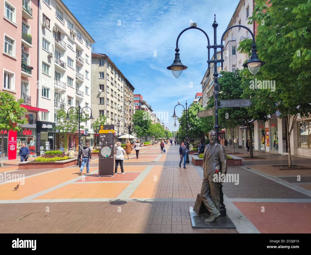 SOFIA, BULGARIA -MAY 5, 2020: Walking people on Boulevard Vitosha in city of Sofia, Bulgaria ...