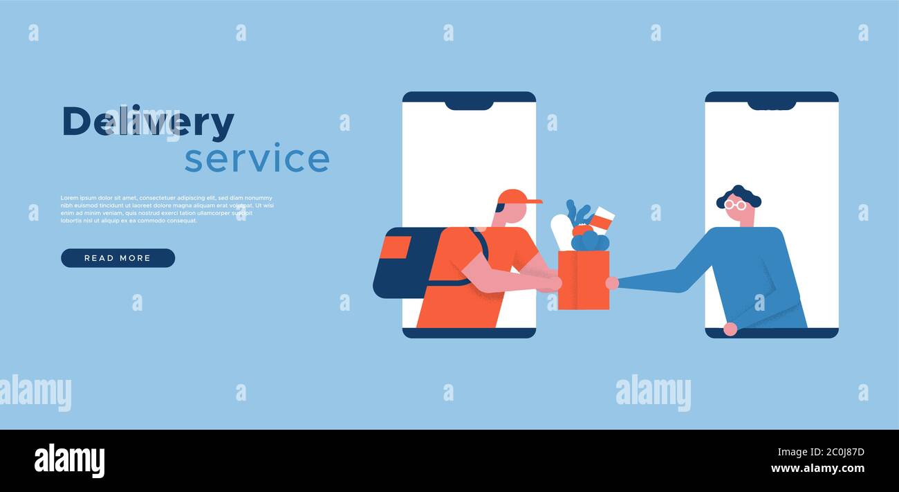 Delivery service web template illustration for landing page, online ...