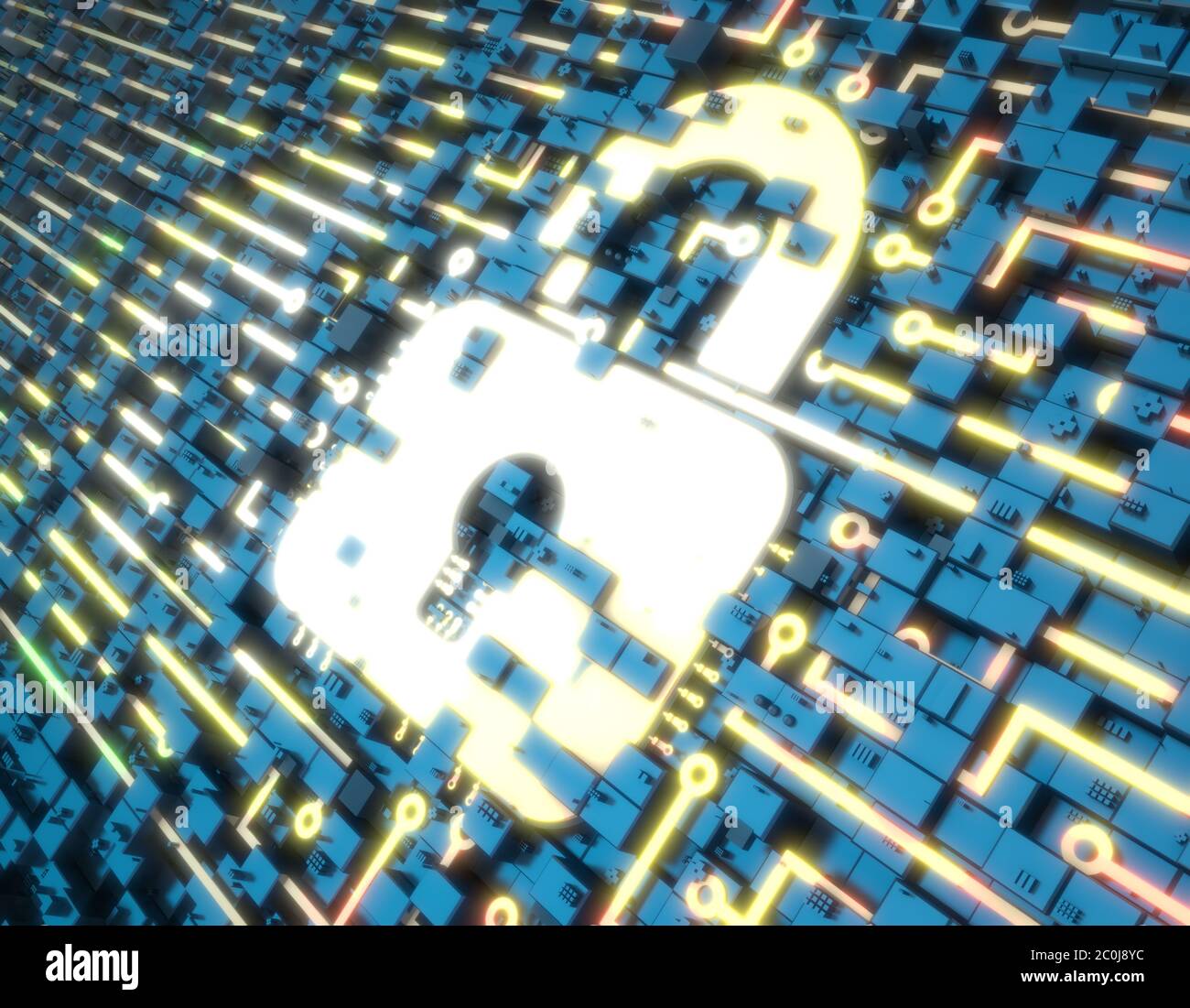 Circuit board technology and lock, data security protection Stock Photo ...