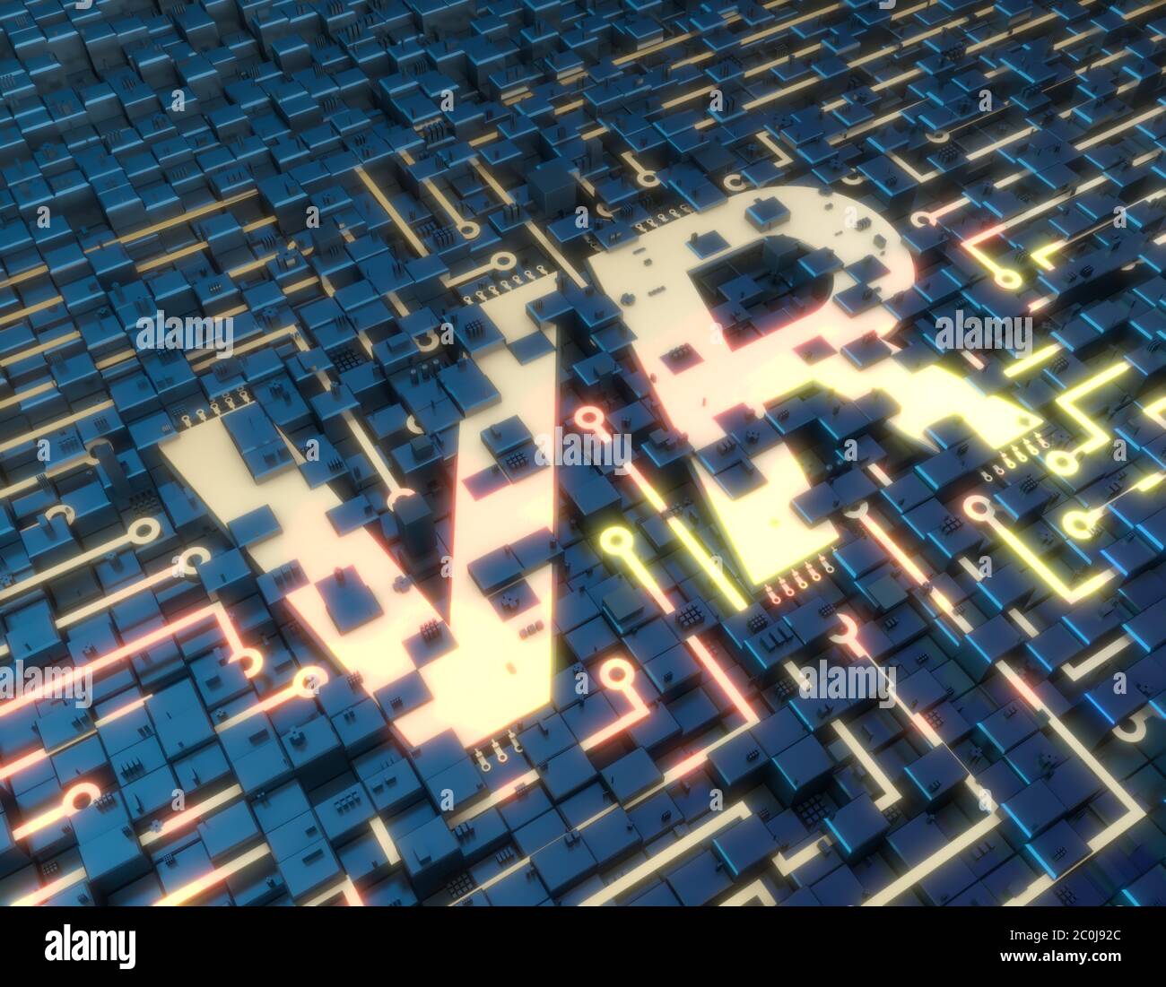 Circuit board technology and VR, data security protection Stock Photo ...
