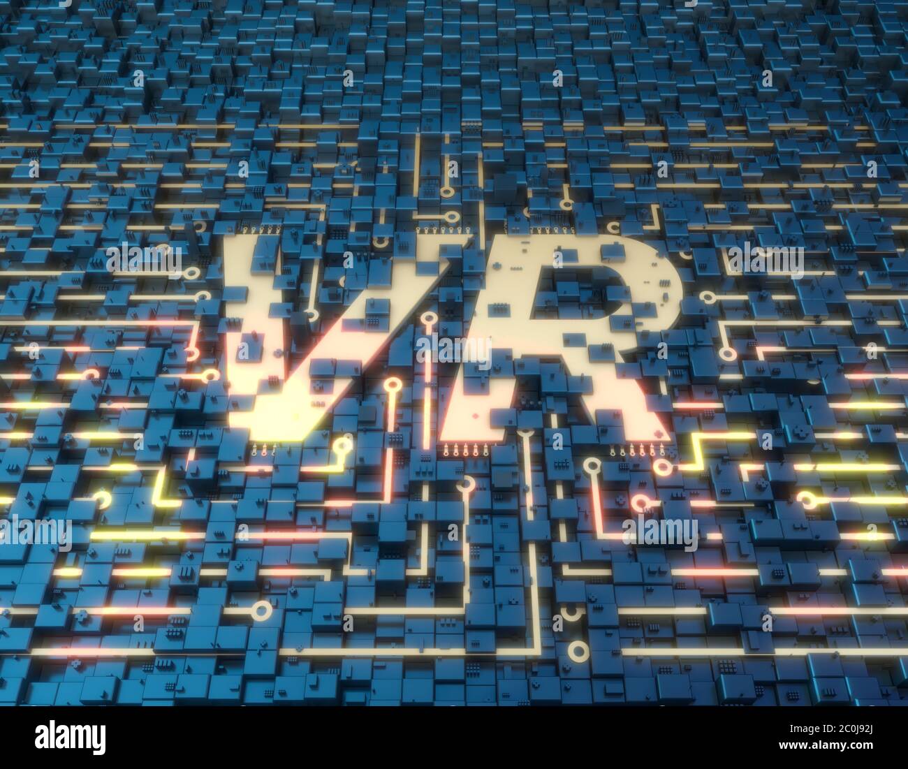 Circuit board technology and VR, data security protection Stock Photo ...