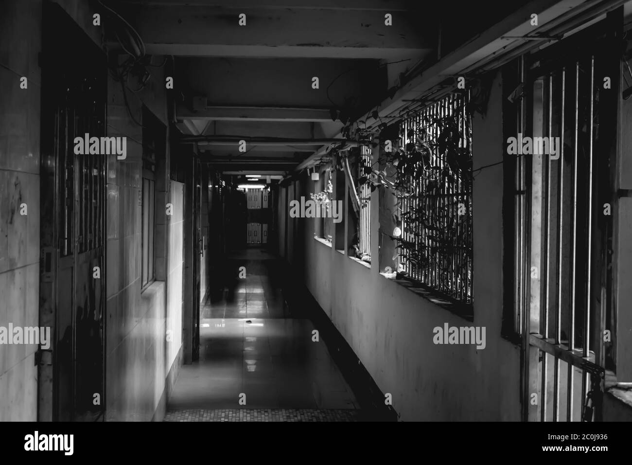 Hallway of an old residentia building in Kowloon Hong Kong China Stock ...