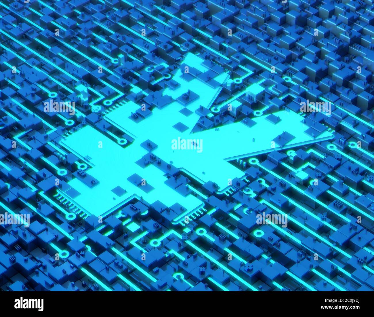 Circuit board technology and RMB, data security protection Stock Photo ...
