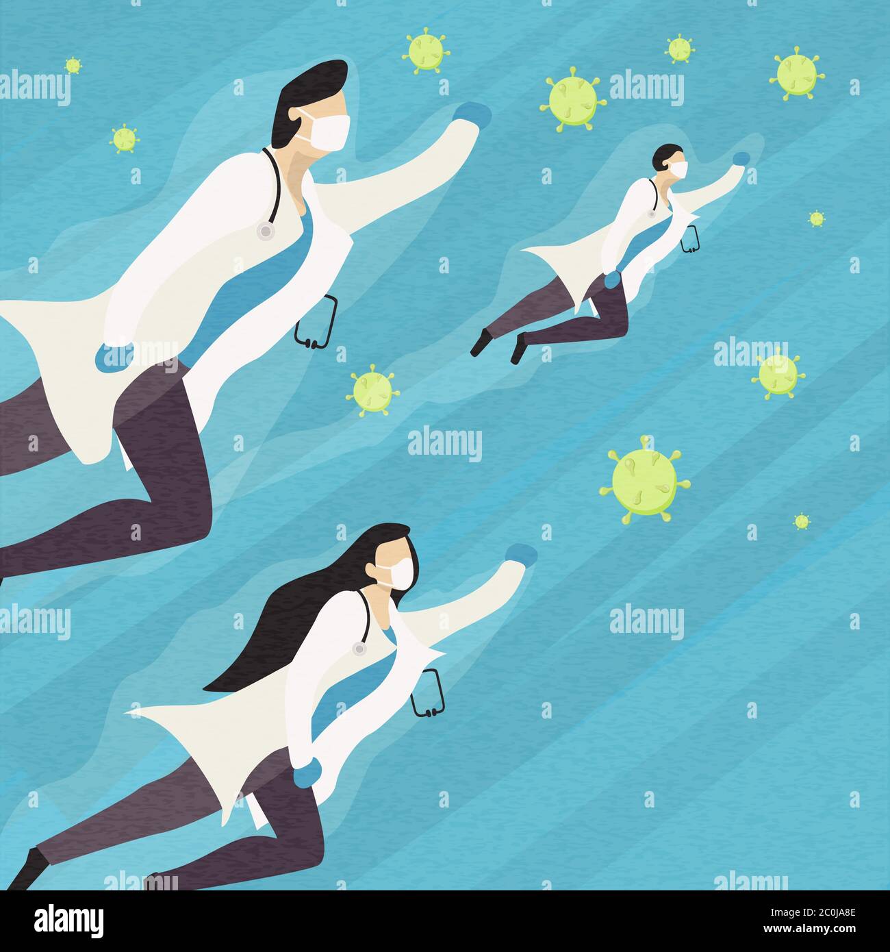 Real heroes, medical concept illustration for coronavirus pandemic ...