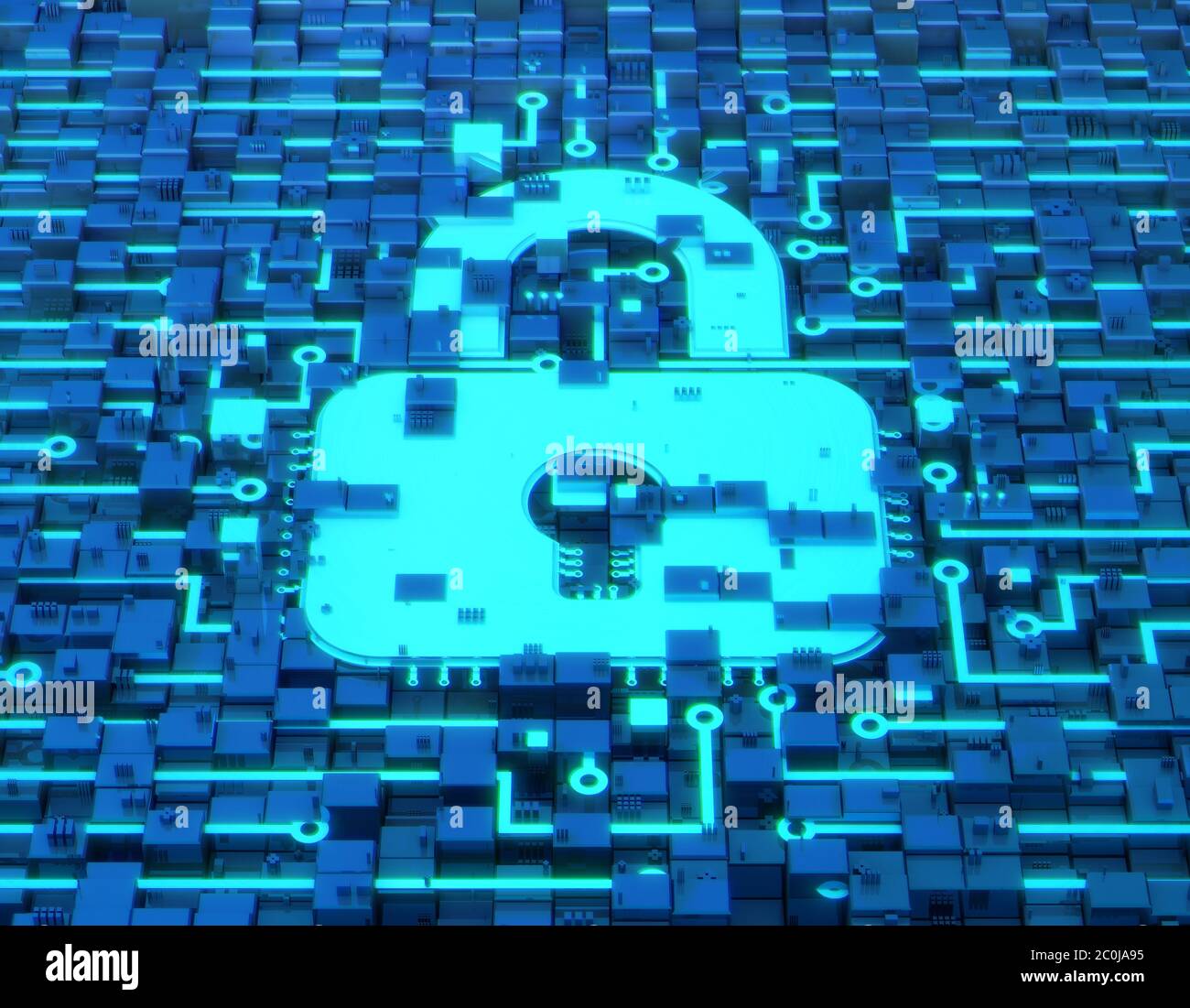 Circuit board technology and lock, data security protection Stock Photo ...