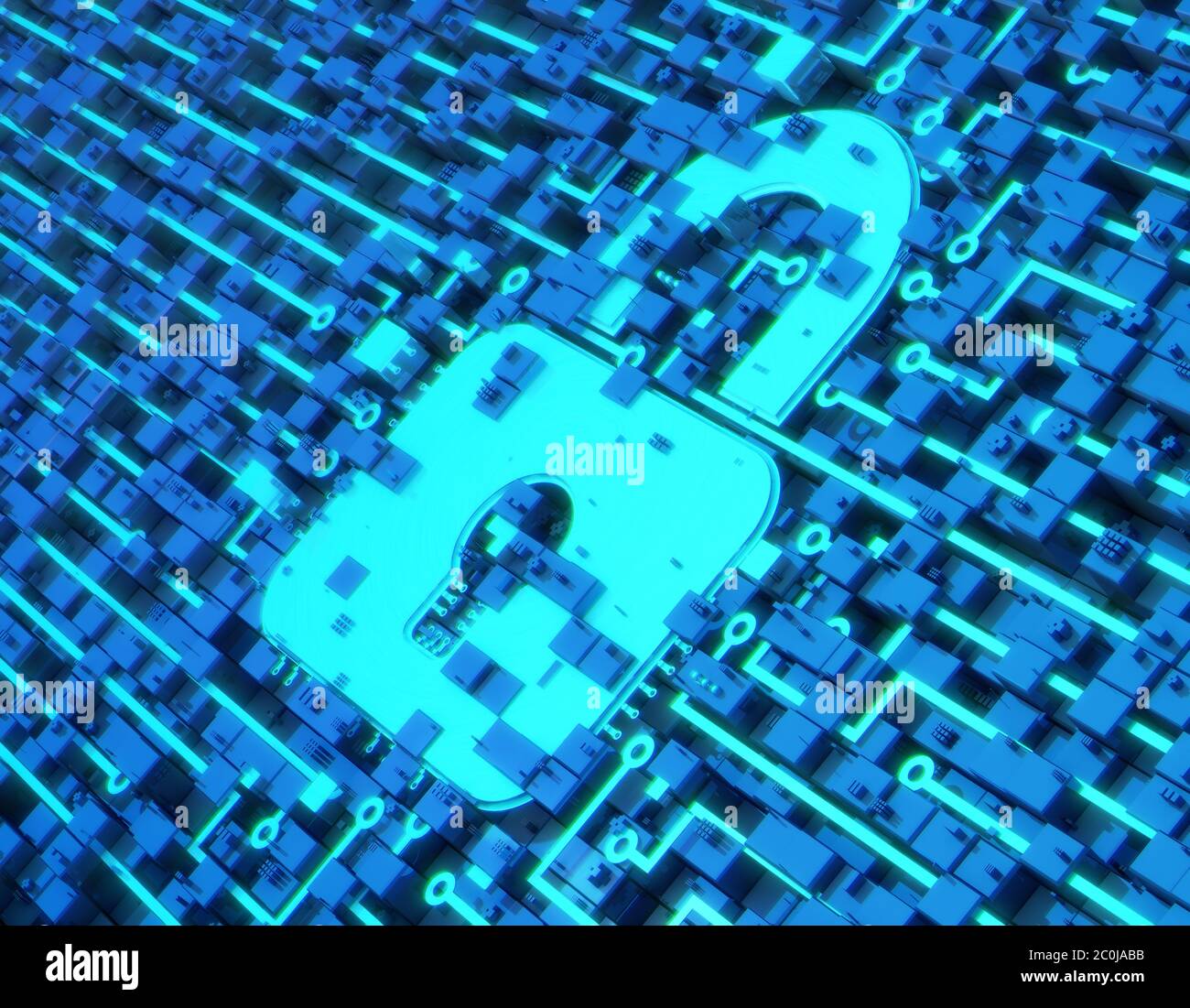 Circuit board technology and lock, data security protection Stock Photo ...