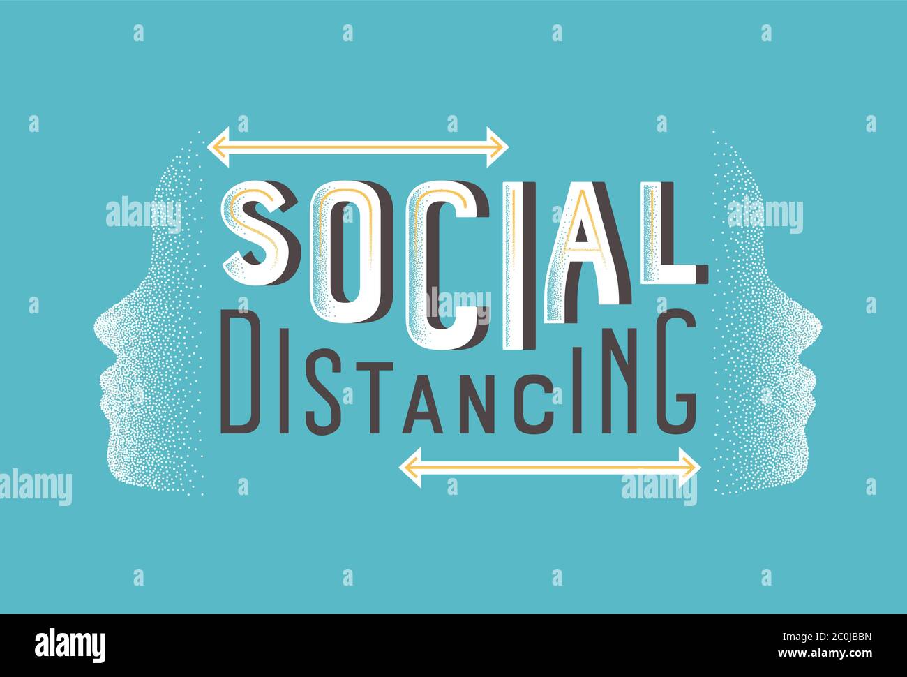 Social distancing vintage text quote sign illustration. Health ...