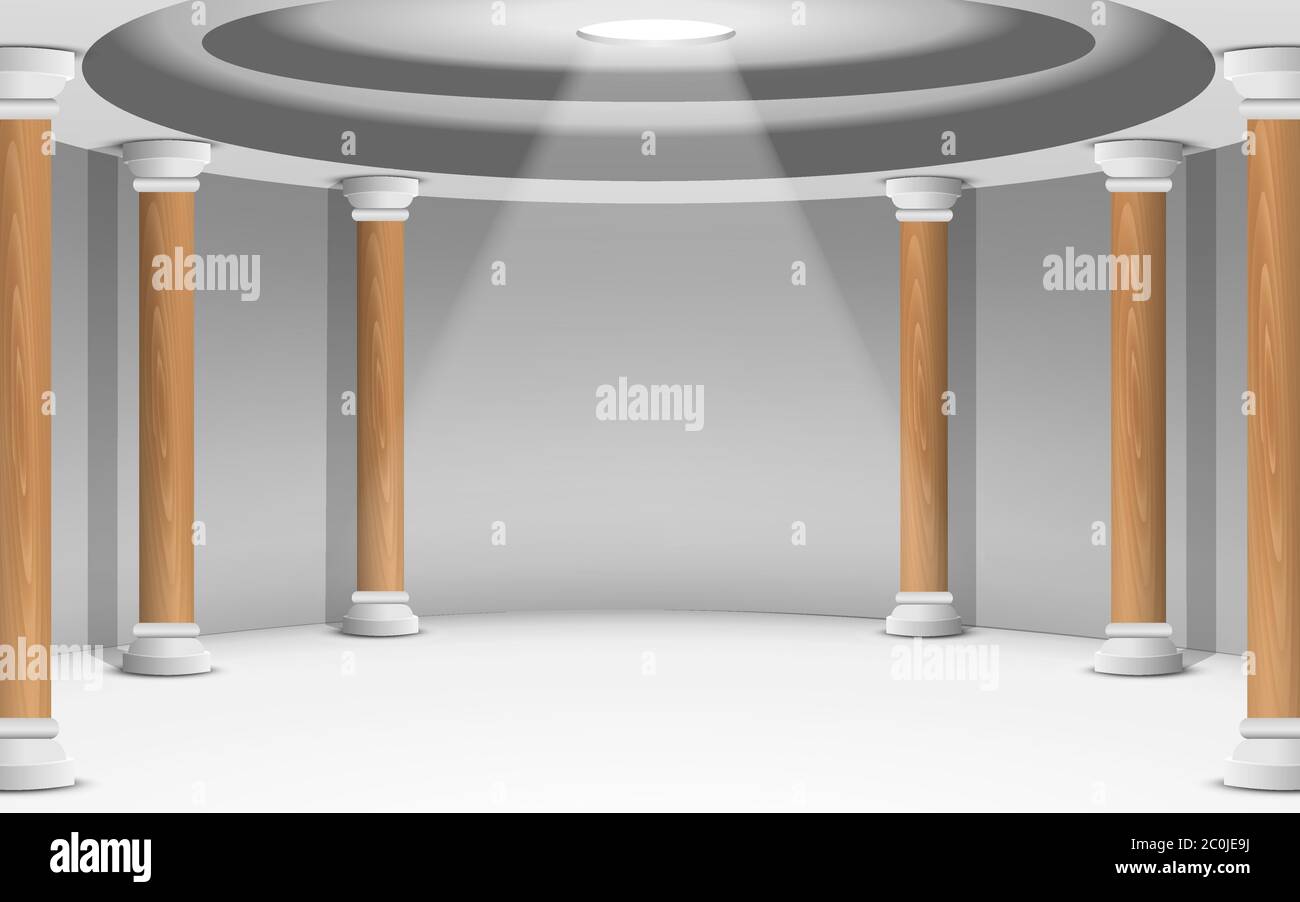 wooden table and white spotlight in the white room Stock Vector Image ...