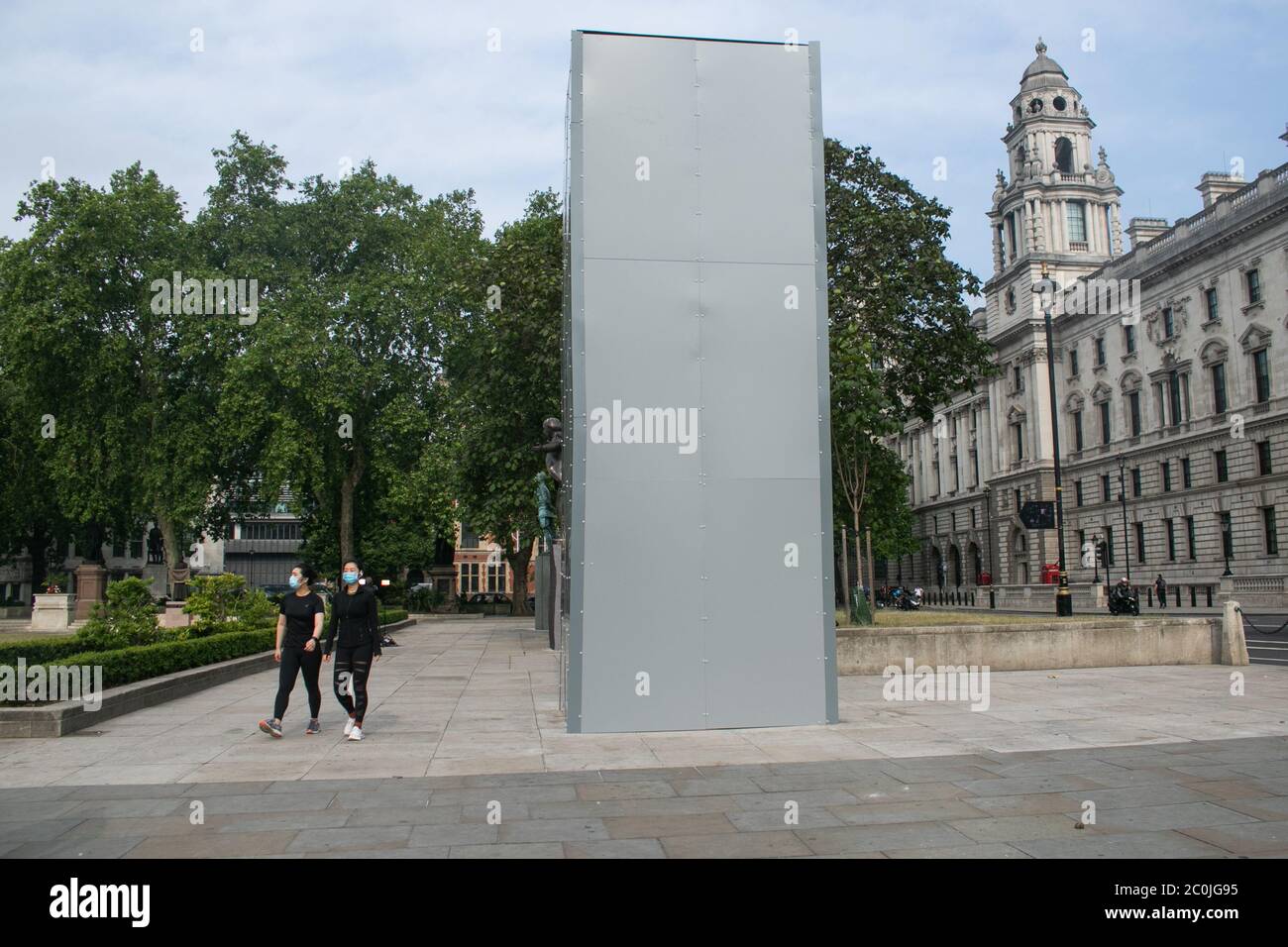 WESTMINSTER LONDON, UK. 12 June 2020. Authorities have boarded up the ...