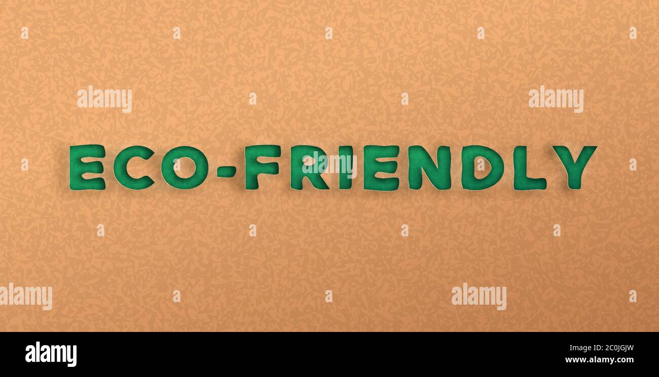 Eco-friendly quote papercut illustration with layered green sign. Eco ...