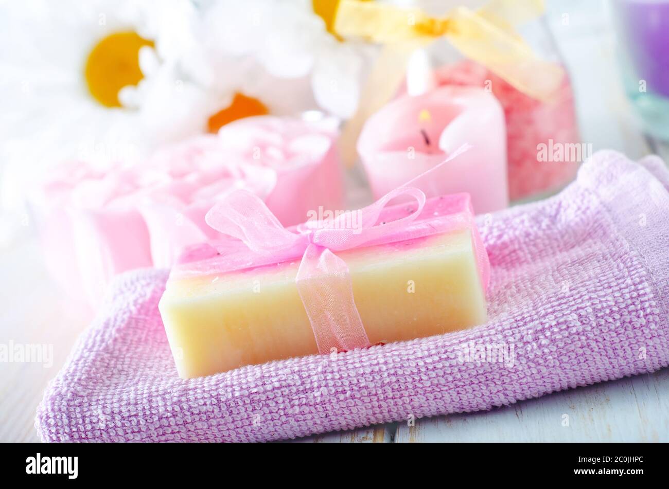 Soap on the towel Stock Photo - Alamy
