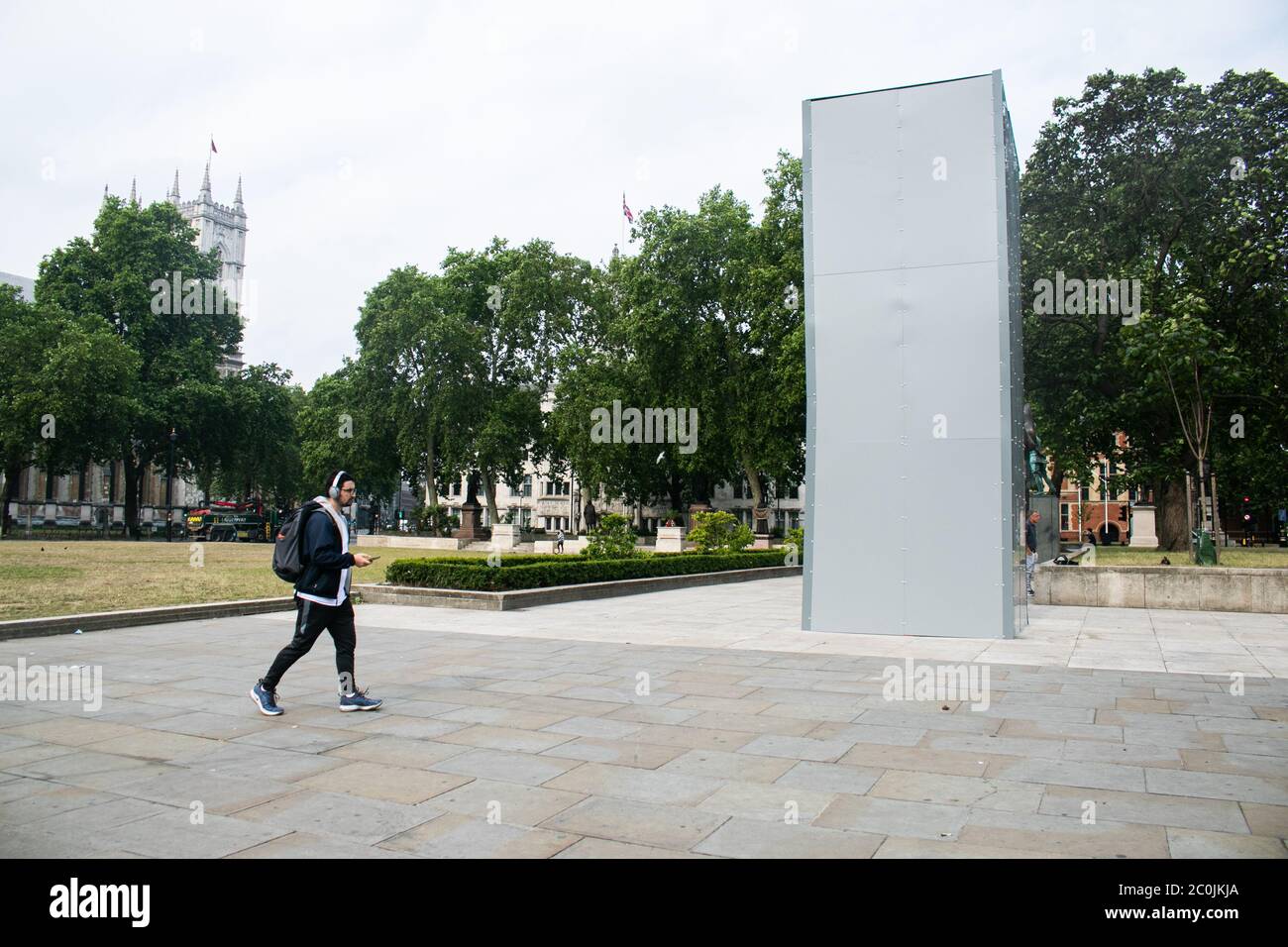 WESTMINSTER LONDON, UK. 12 June 2020. Authorities have boarded up the ...