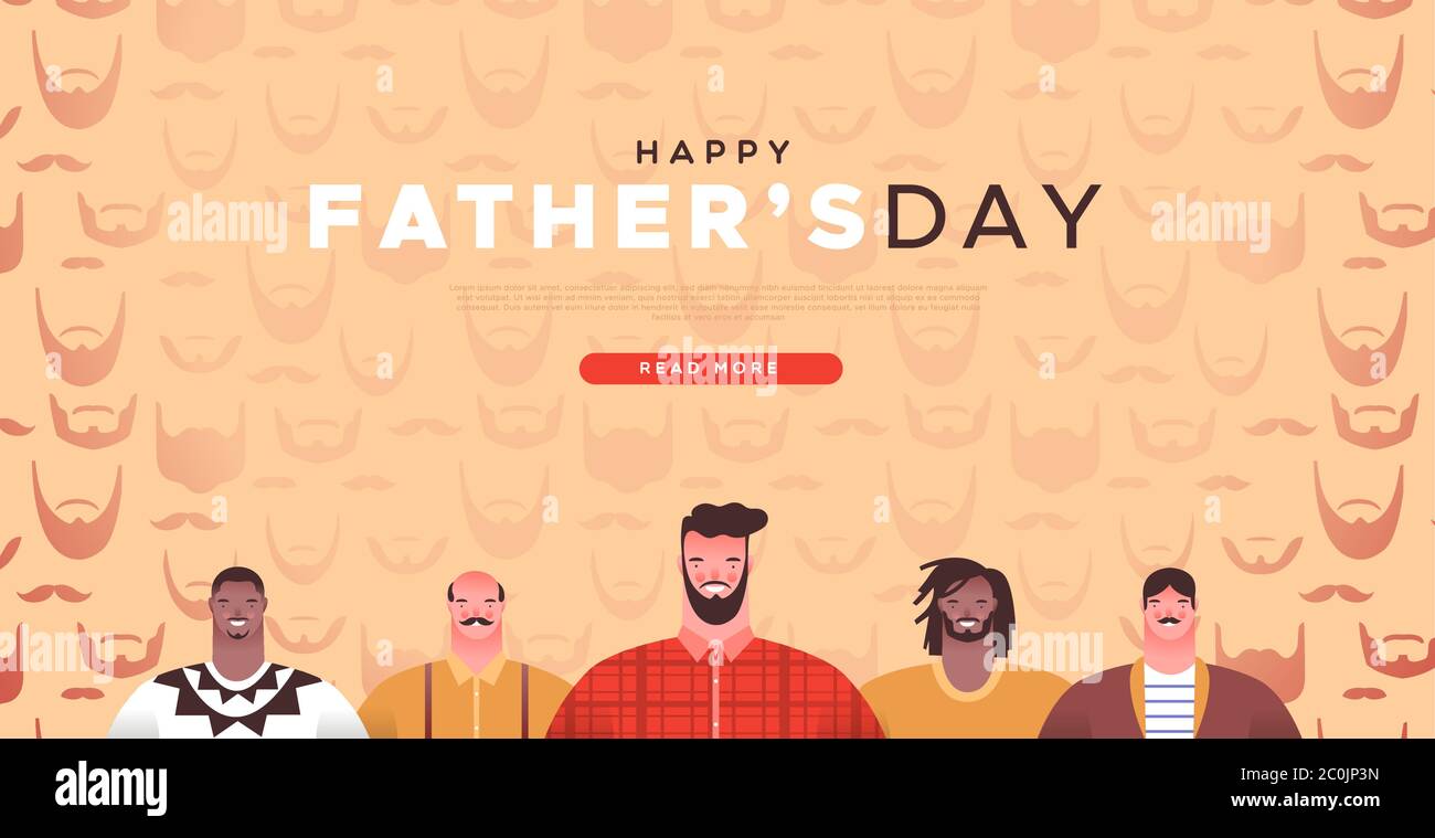 Happy Father's Day landing page template of diverse dad group. Special ...
