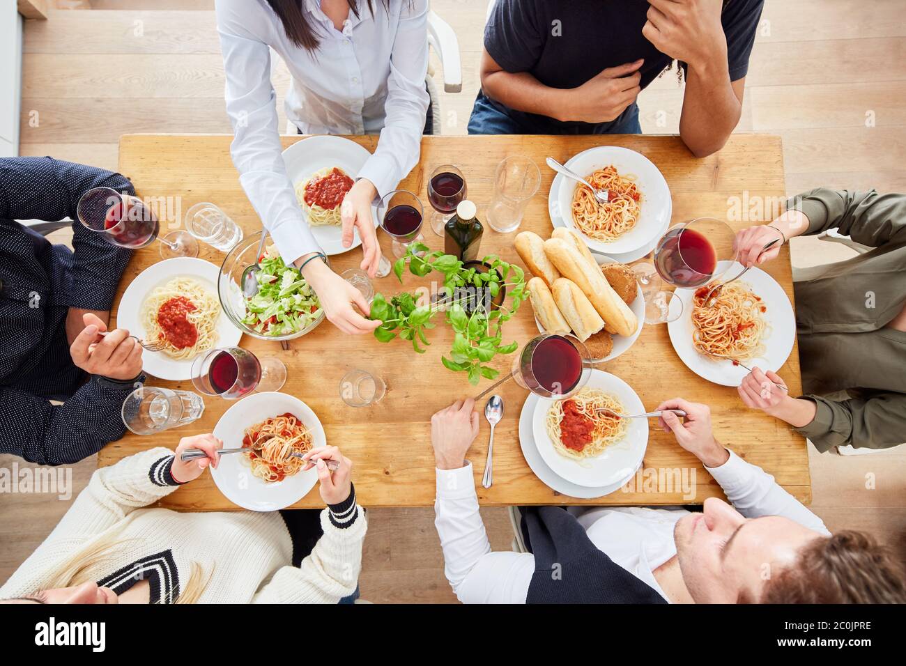 Meal with friends top view hi-res stock photography and images - Alamy