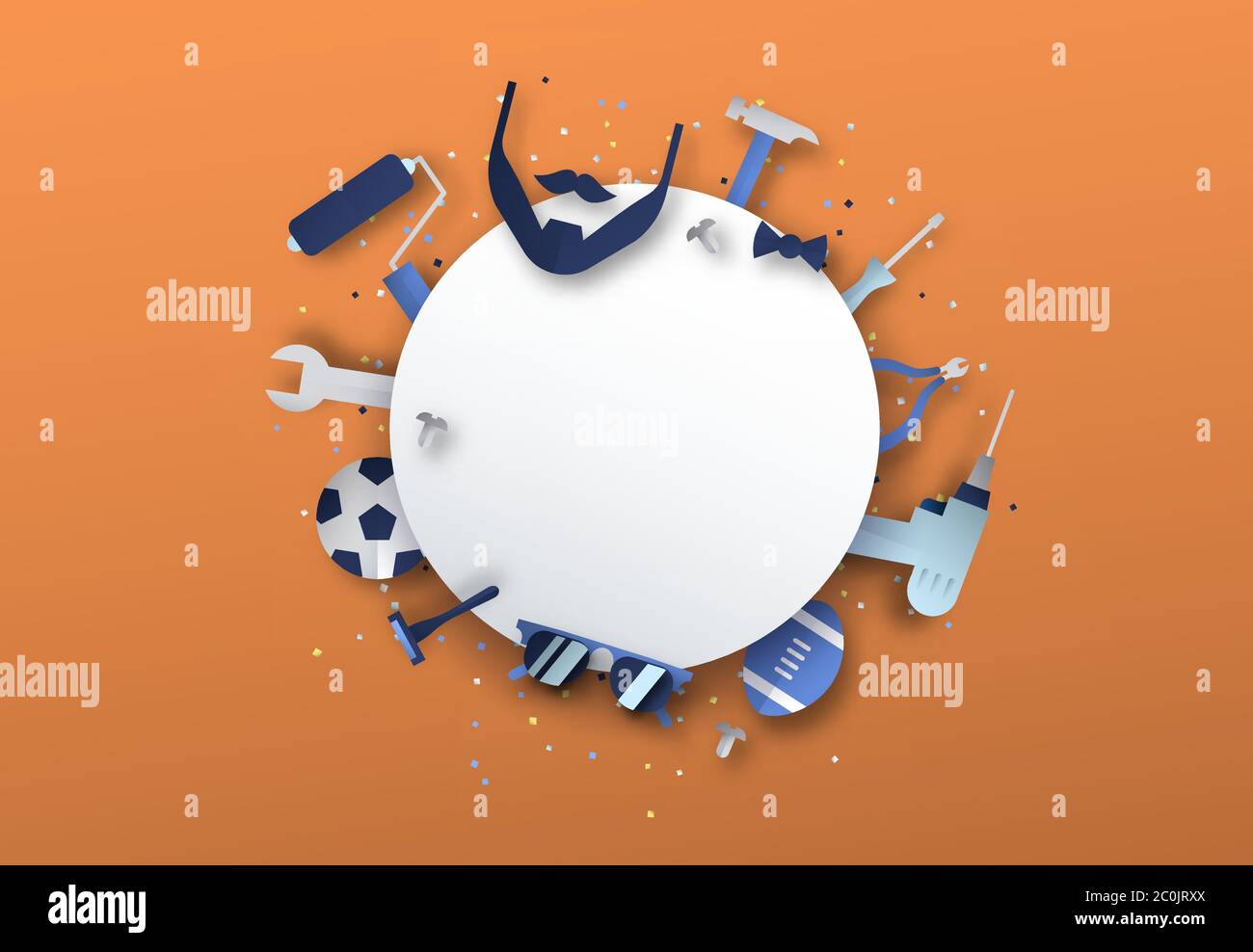 Paper cut men decoration with empty white frame for man product ...