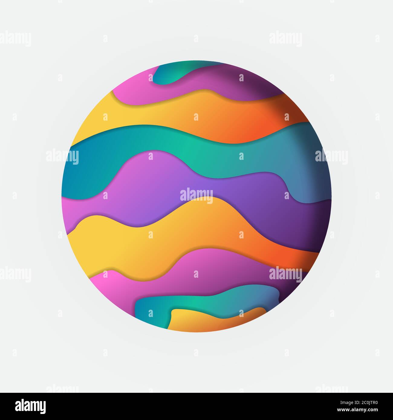 Colorful papercut circle illustration of bright color waves and ...