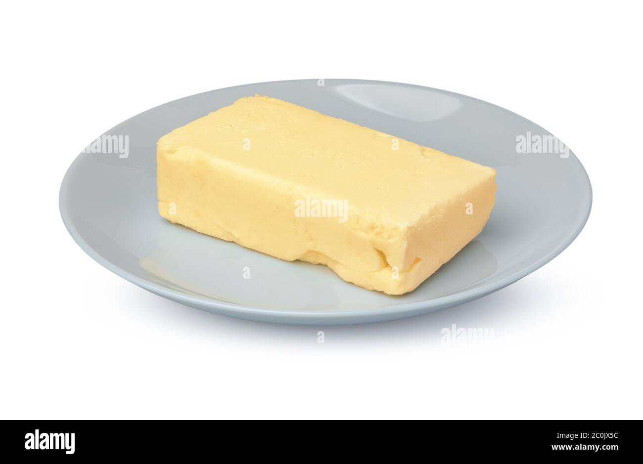Butter on white plate isolated on white background Stock Photo - Alamy