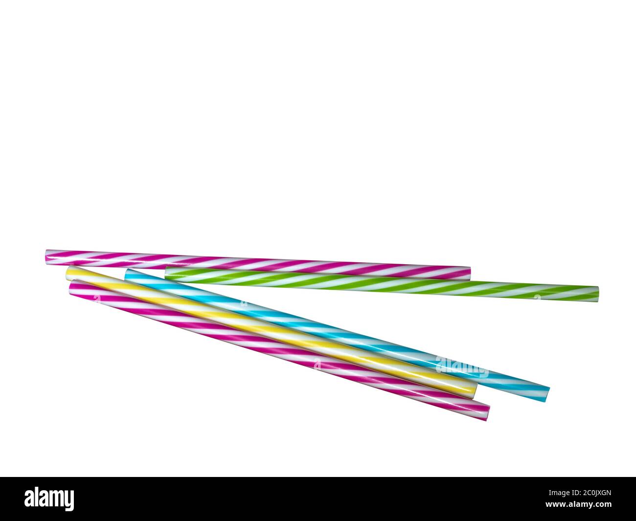 Colored striped plastic drinking straws, white background Stock Photo ...