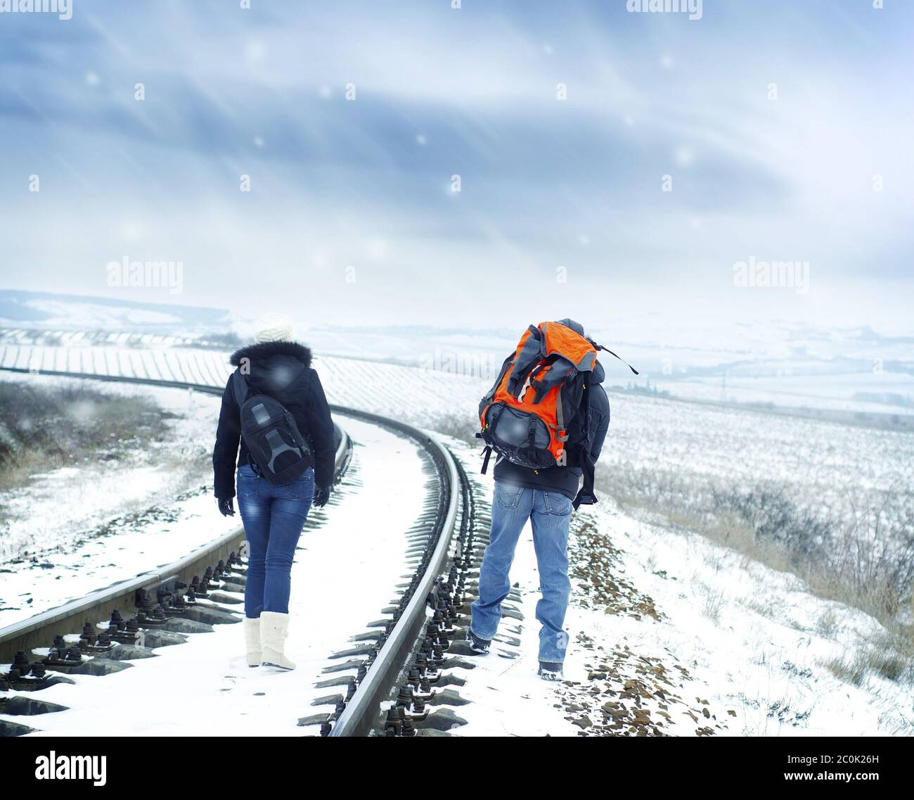 people on the railroad Stock Photo - Alamy