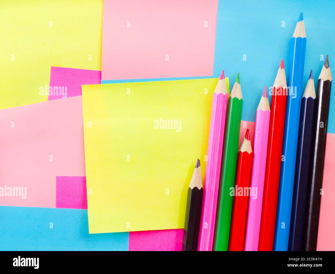 color paper and pencils Stock Photo - Alamy