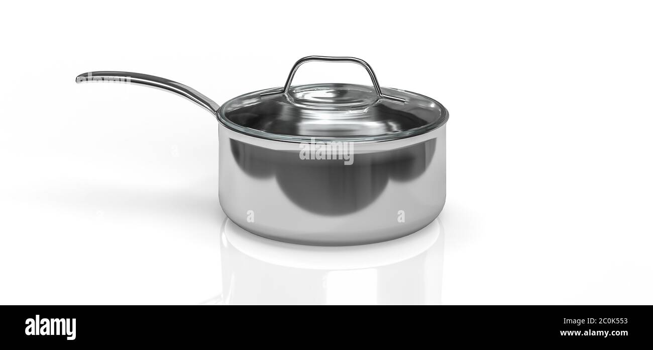 Soup pot isolated on white background with reflection - 3D render Stock ...