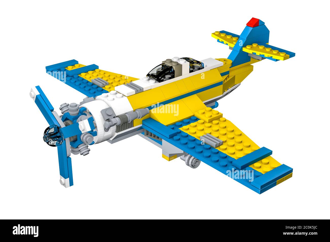 Airplane made of blocks for children isolated on white background - 3D ...