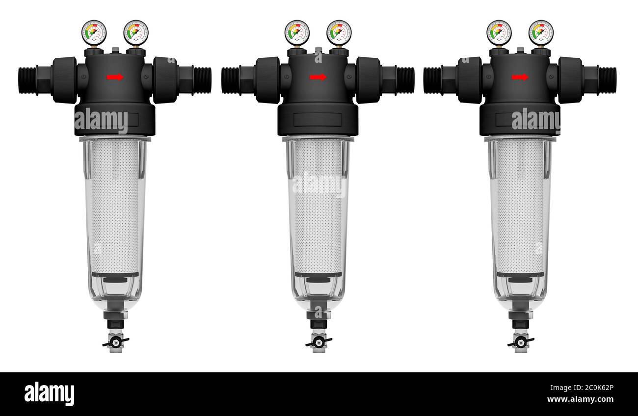 Industrial water filter isolated on white background - 3D render Stock ...