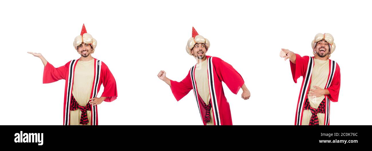 The wizard in costume isolated on the white Stock Photo - Alamy