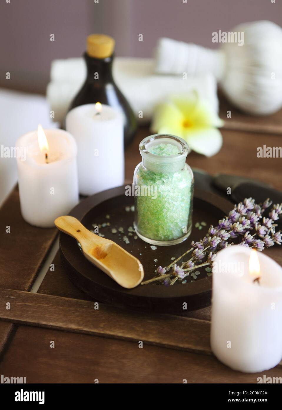 Elements of spa massage in spa salon Stock Photo - Alamy