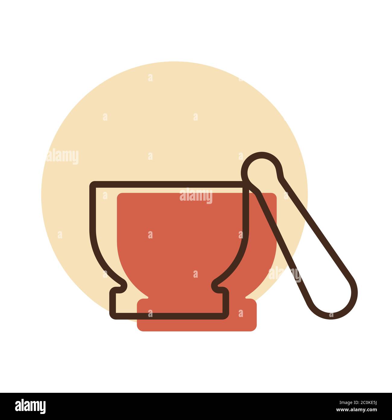 Mortar and Pestle vector icon. Kitchen appliance. Graph symbol for ...