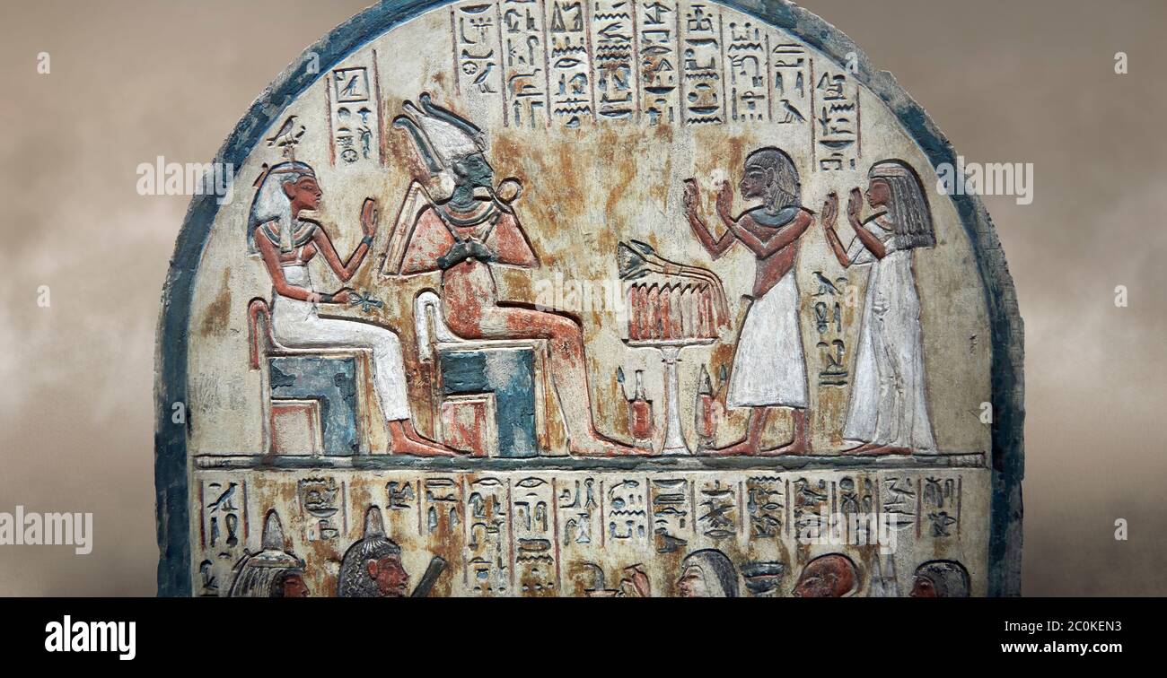 Ancient Egyptian funerary stele of painter Maya, limestone, New Kingdom ...