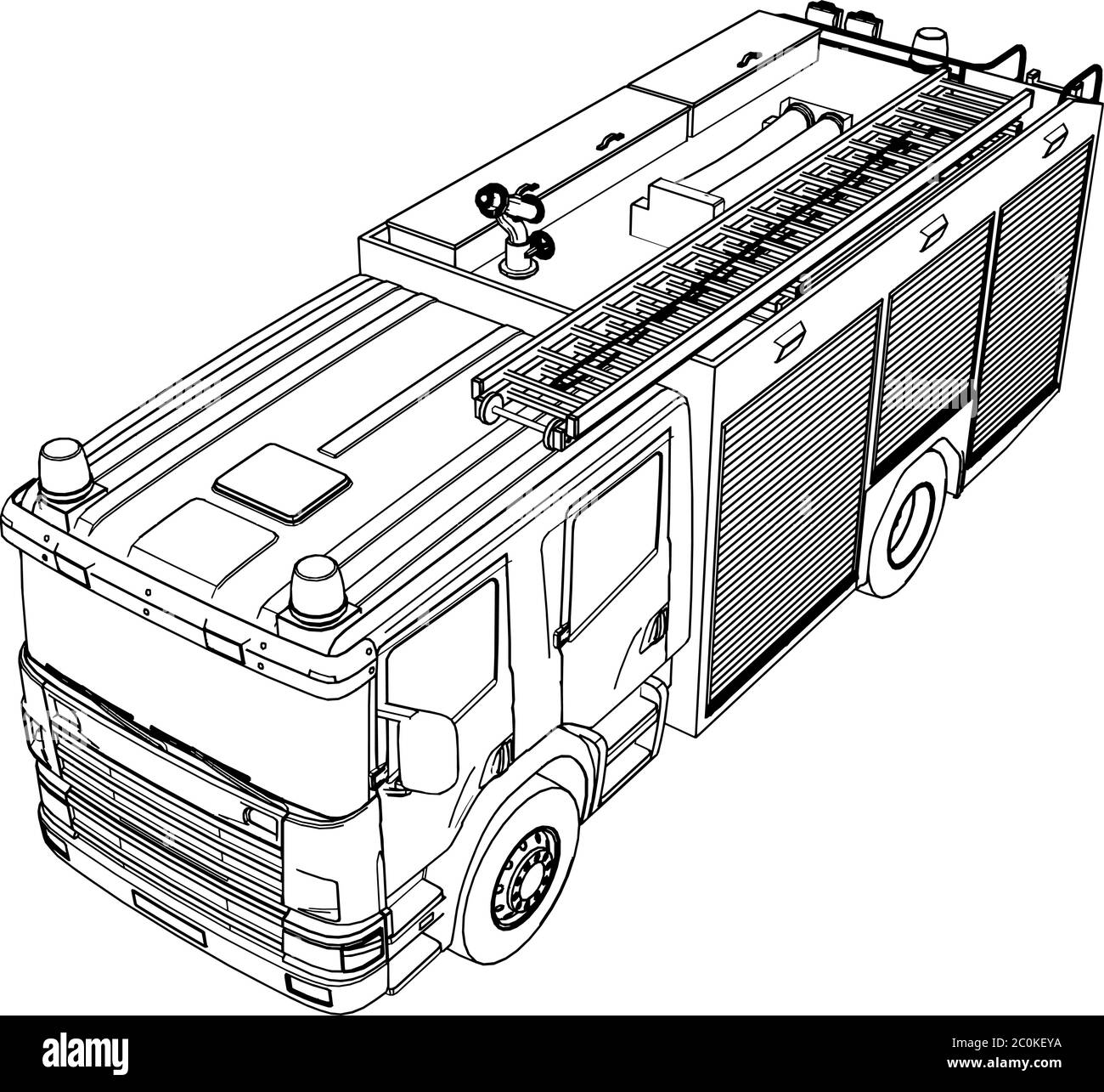 sketch of a fire engine vector on a white background Stock Vector Image ...