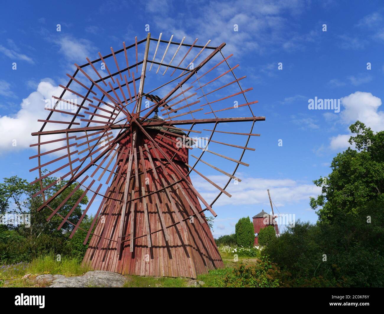 historic windmills in finland Stock Photo - Alamy