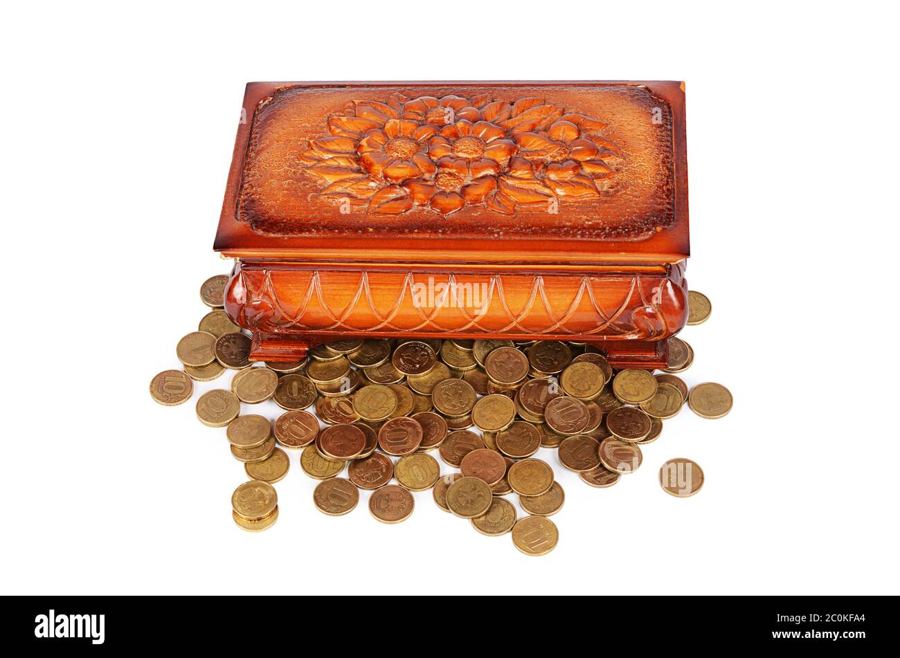 Open treasure chest gold coins Cut Out Stock Images & Pictures - Alamy