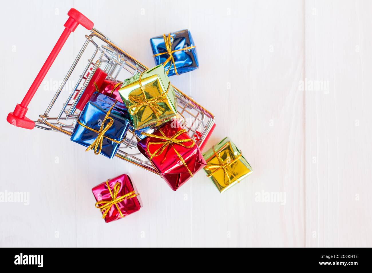 Top view of cart with gifts Stock Photo - Alamy