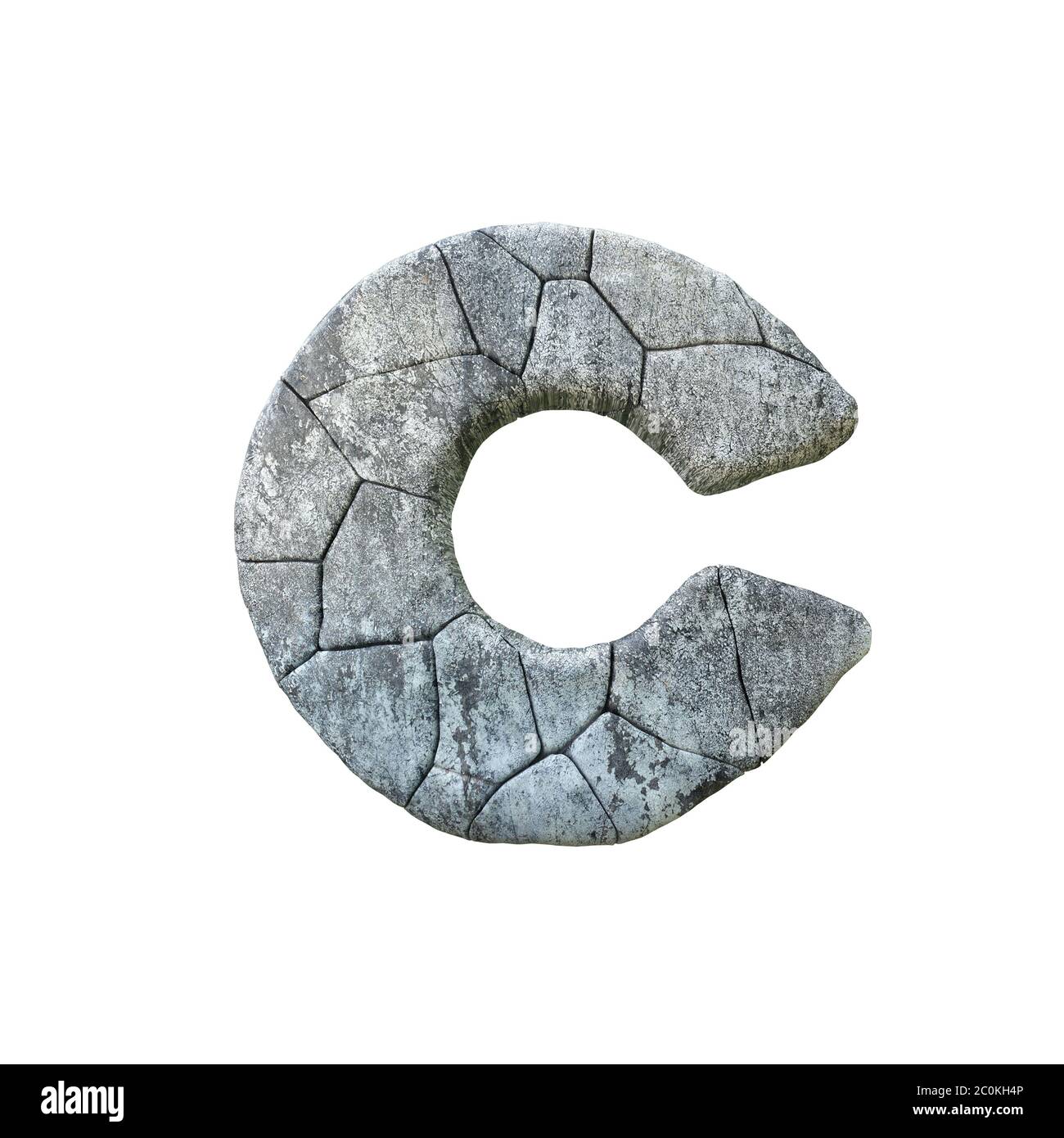 Letter C cracked grunge stone rock font 3D Rendering Stock Photo - Alamy