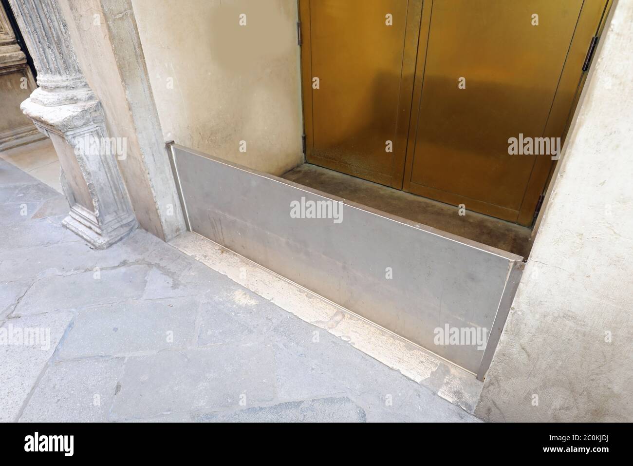 stainless steel bulkhead to protect the entrance to the building during ...